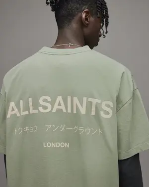 ALLSAINTS Underground Oversized Crew T-shirt Natural Green