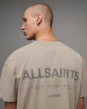 ALLSAINTS Underground Oversized Crew T-shirt Taupe