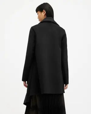 Allsaints Wool Blend Monument Eve Coat Size In Black - 30% Off