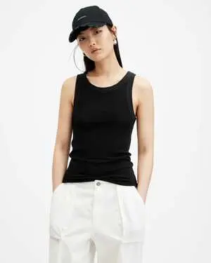 ALLSAINTS Rina Crew Neck Sleeveless Ribbed Tank Top - Black
