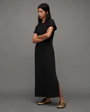 anna crew neck short sleeve maxi dress ALLSAINTS Anna Crew Neck Short Sleeve Maxi Dress