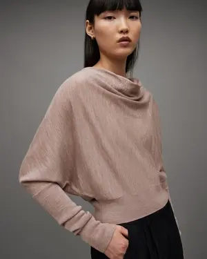 ALLSAINTS AllSaints Ridley Cropped Merino Wool Sweater Pink