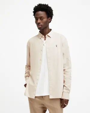 ALLSAINTS Hawthorne Ramskull Stretch Fit Shirt Bailey Taupe