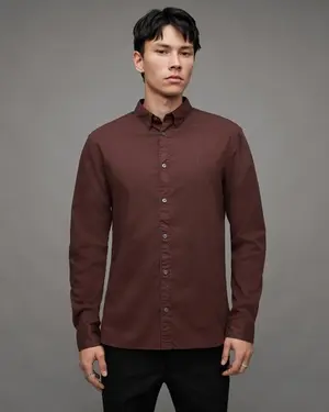 ALLSAINTS Hawthorne Ramskull Stretch Fit Shirt Warm Red