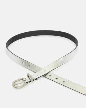 ALLSAINTS Luna Metallic Skinny Leather Western Belt