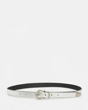 ALLSAINTS Luna Metallic Skinny Leather Western Belt