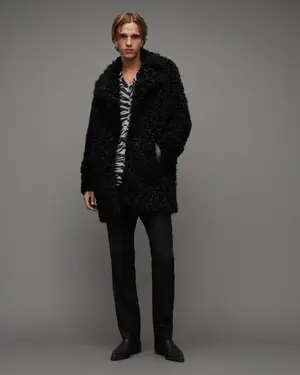ALLSAINTS Stellar Relaxed Textured Shearling Coat
