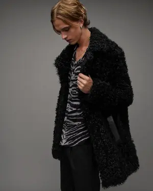 ALLSAINTS Stellar Relaxed Textured Shearling Coat