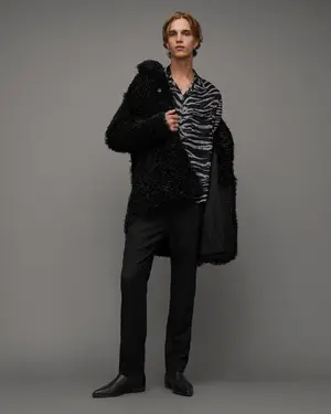 ALLSAINTS Stellar Relaxed Textured Shearling Coat
