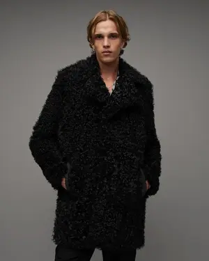 ALLSAINTS Stellar Relaxed Textured Shearling Coat