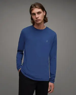 ALLSAINTS Brace Brushed Cotton Long Sleeve T-shirt Evening Blue