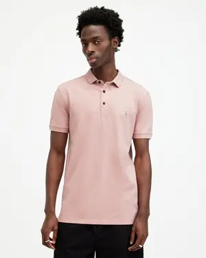ALLSAINTS Reform Short Sleeve Polo Shirt Bramble Pink