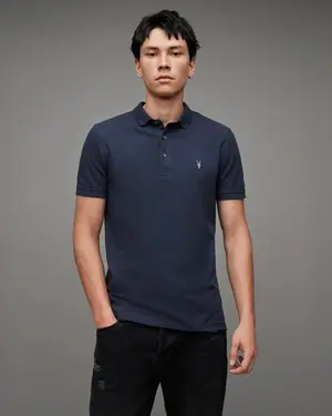 ALLSAINTS Reform Short Sleeve Polo Shirt Cadet Blue