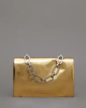 ALLSAINTS Yua Leather Removable Chain Clutch Bag