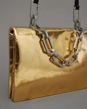 ALLSAINTS Yua Leather Removable Chain Clutch Bag