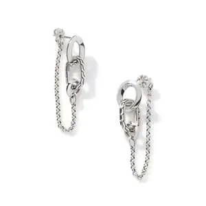 John Hardy Carved Chain Drop Earrings - Sterling Silver