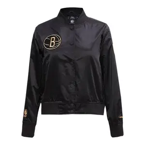 PRO STANDARD Brooklyn Nets Glam Satin Full-snap Varsity Jacket