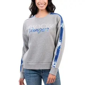 G-III 4HER BY CARL BANKS New York Rangers Penalty Box Pullover Sweatshirt - Gray