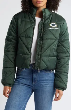 WEAR BY ERIN ANDREWS Bay Packers Cropped Puffer Jacket
