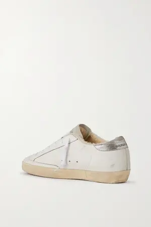 GOLDEN GOOSE Super-star Shearling-lined Distressed Sneakers - White