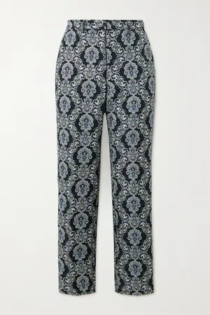 Etro Metallic Brocade Skinny Pants - Blue