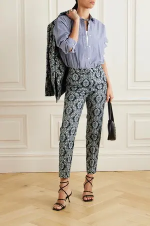 Etro Metallic Brocade Skinny Pants - Blue