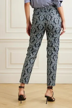 Etro Metallic Brocade Skinny Pants - Blue