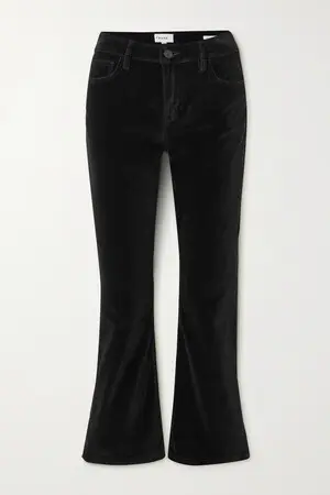 FRAME Le Crop Mini Boot Velvet Kick Flare Pants - Black