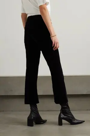 FRAME Le Crop Mini Boot Velvet Kick Flare Pants - Black