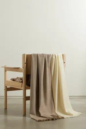 Loro Piana Gobi Suede-trimmed Fringed Color-block Cashmere Throw - Cream