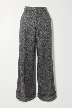 Brunello Cucinelli Herringbone Woven Wide-leg Pants