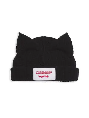 CHARLES JEFFREY Chunky Ears Wool Beanie - Black
