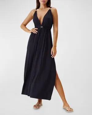 Melissa Odabash Harper V-neck Maxi Dress - Black