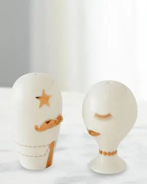 Jonathan Adler Gilded Mr. And Mrs. Muse Salt And Pepper Set - Multi