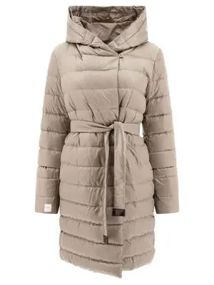 Max Mara Reversible Down Coat In Satin - Beige