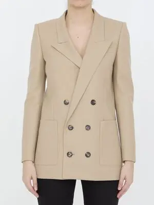 Saint Laurent Wool Gabardine Jacket - Beige