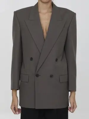 Saint Laurent Wool Gabardine Jacket Grey