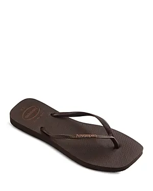 Havaianas Havaianas Slim Square Logo Flip-Flops Dark Brown