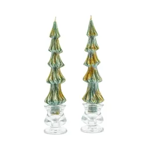 MACKENZIE-CHILDS Green Tree Dinner Candles, Set Of 2