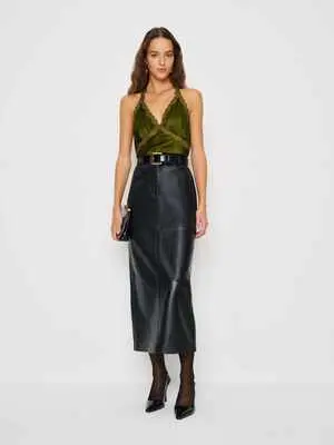 REFORMATION Reformation Monica Silk Top Green