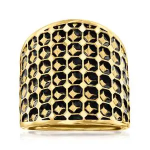 ROSS-SIMONS Italian Enamel Geometricpattern Ring In 14kt Yellow Gold - Black