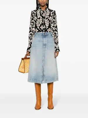 La DoubleJ Ascot Floral-print Silk Shirt - Black