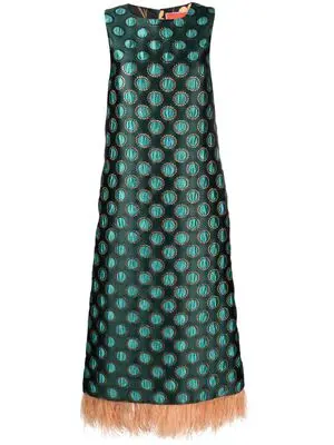 La DoubleJ Column Geometric-jacquard Midi Dress - Green