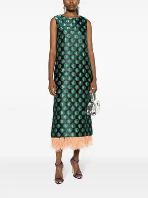 La DoubleJ Column Geometric-jacquard Midi Dress - Green