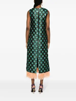 La DoubleJ Column Geometric-jacquard Midi Dress - Green