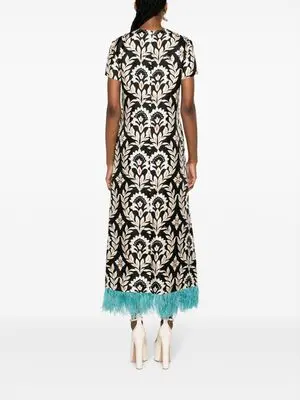 La DoubleJ Swing Feather-trim Dress - Black