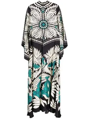 La DoubleJ Magnifico Abstract-print Silk Dress - Black