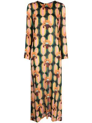 La DoubleJ Swing Geometric-print Midi Dress - Blue