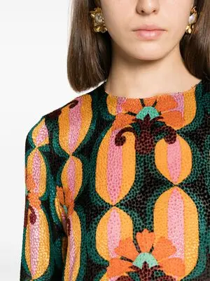 La DoubleJ Swing Geometric-print Midi Dress - Blue