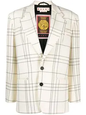 Marni Checked Single-breasted Blazer - White